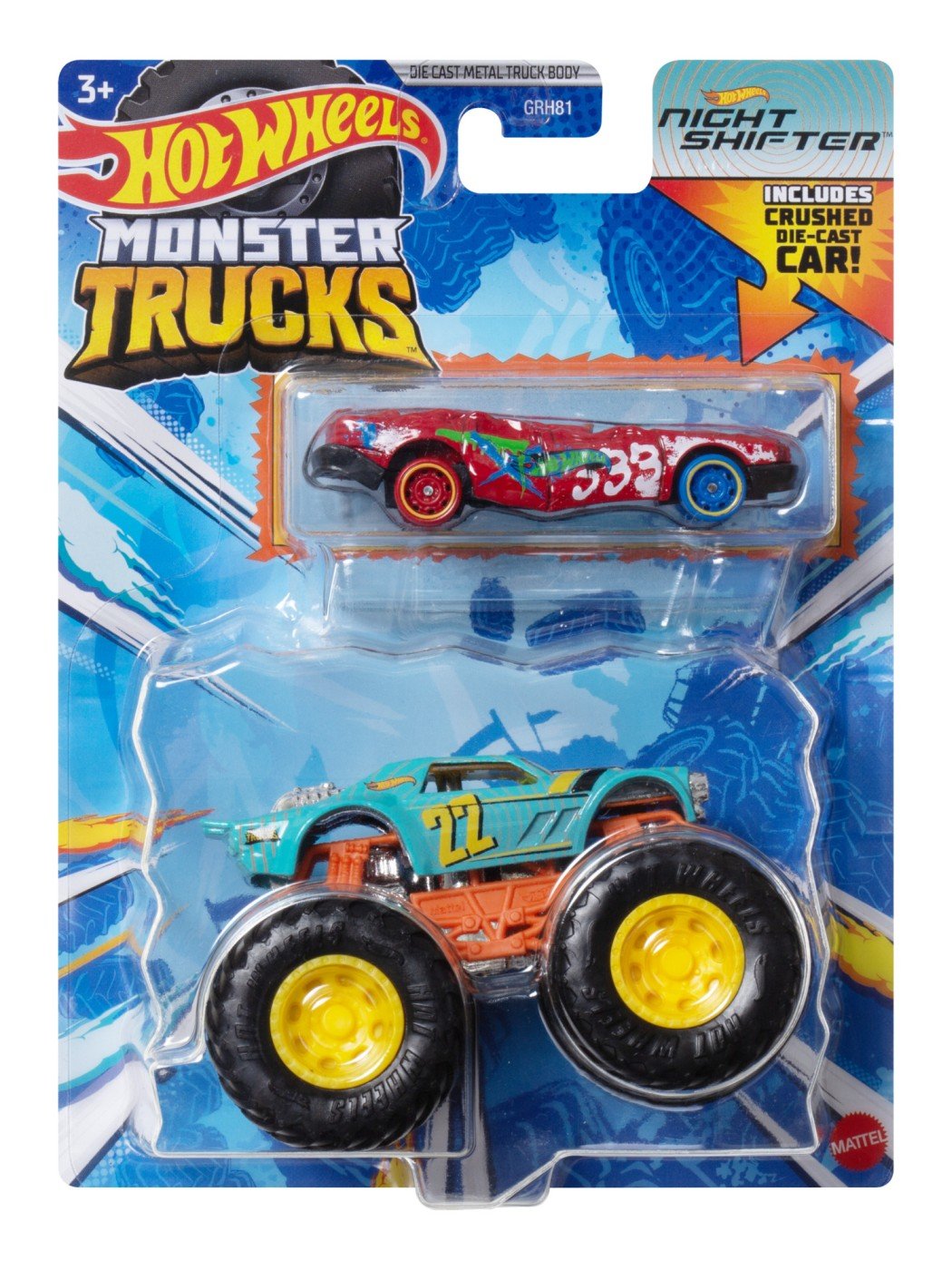Hot wheels monster truck si masinuta metalica night shifter, Mattel – Publisol.ro